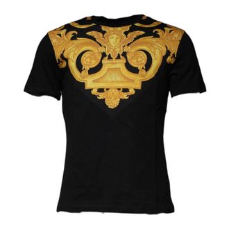 Versace Medusa Print Baumwoll-Rundhals-T-Shirt - - Tops - Herren - Schwarzk - L