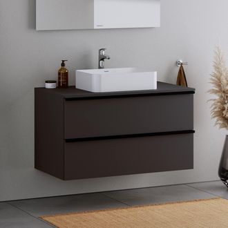 Duravit Badm&ouml;bel Unterschrank 100cm DuraPoint h&auml;ngend f&uuml;r Aufsatzwaschbecken in Graphit Waschtischunterschrank mit 2 Schubladen, vormontiert