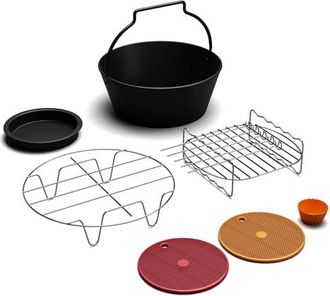 Klarstein Klarstein AeroVital Deluxe Friteuse Sans Huile Accessoires - Grille, Set Bbq, Plaque Pizza, Moule Gâteau, Moules Cupcakes & Tapis Silicone, Lavable La