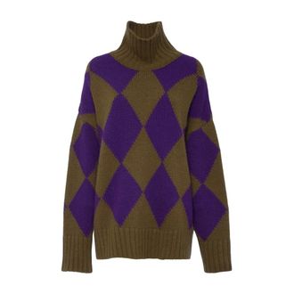 La DoubleJ Cozy Alpaka Argyle Pullover - - Knitwear - Damen - Lila - XL