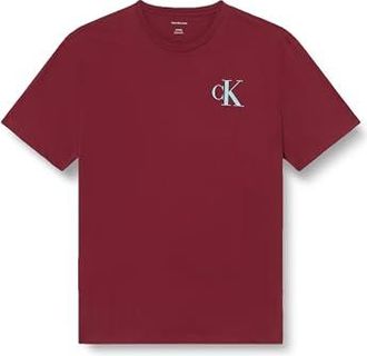 Calvin Klein T-Shirt Manches Courtes Homme Left Chest Logo Tee Slim Fit, Rouge (Renaissance Red), L