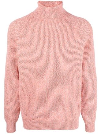 Brunello Cucinelli pull nervuré à col roulé - Orange