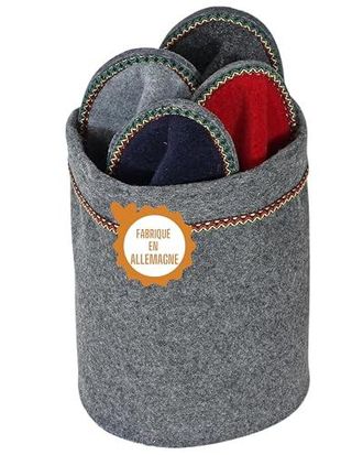 Pantoffelmann Ensemble de pantoufles pour invit&eacute;s avec semelle en feutre I 4 paires I Chaussures pour invit&eacute;s unisexes en gris I Pantoufles pliables en feutre pour 