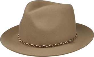 Stetson Willmount Fedora Hut - Wollfilzhut mit Asahi Guard - Filzhut f&uuml;r Herren - Herrenhut beige M (56-57 cm)