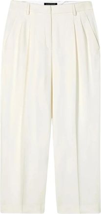 Luisa Cerano Femme, Pantalons, Blanc, Taille: 42 FR Pantalon Cropped Fusel&eacute; &agrave; Plis D&eacute;coratifs