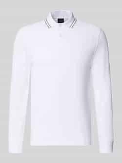 Bugatti Regular Fit Langarm-Poloshirt mit Knopfleiste