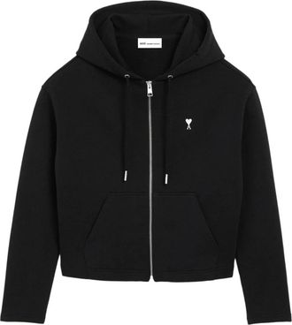 Ami Femme, Sweatshirts et sweats &agrave; capuche, Noir, Taille: 42 FR Sweat &agrave; capuche zipp&eacute; en coton