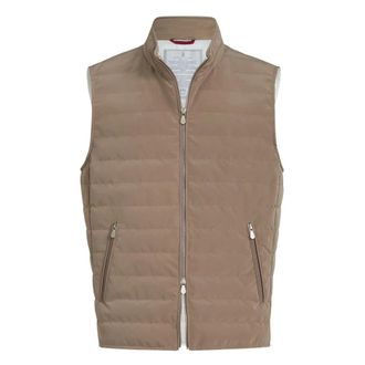 Brunello Cucinelli Homme, Vestes, Brun, Taille: S Bonded Nylon Down Vest