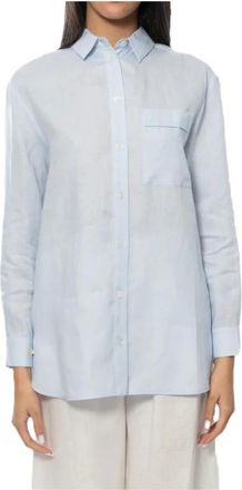 Max Mara Femme, Blouses et Chemises, Bleu, Taille: 42 FR Filo Woven Linen Shirt