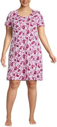 Lands End Knielanges Kurzarm-Nachthemd aus Baumwolle, Damen, Gr&ouml;&szlig;e:48-50 plus, Pink, Baumwolle, by Lands End