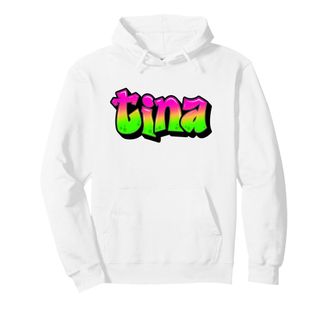 BDAZ Tina Graffiti Personalisierter Name Gr&uuml;n Rosa Frauen M&auml;dchen Pullover Hoodie