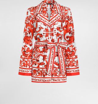 Dolce & Gabbana Hemd Vanity Aus Seide Mit Majolika-print - Frau Blusen Und Tops Mehrfarbig 36