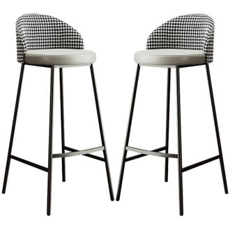 Generic Barhocker, Barhocker in Tresenh&ouml;he aus Kunstleder mit niedriger R&uuml;ckenlehne und Fu&szlig;st&uuml;tze, K&uuml;cheninsel-Barhocker, einfache Montage, 66/76 cm