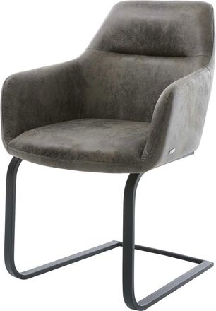 DELIFE Schwingstuhl Pejo-Flex Freischwinger flach Schwarz Mikrofaser Grau Antik Taschenfederkern