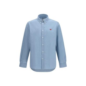 Maison Kitsun&eacute; Blaue Baumwollhemd