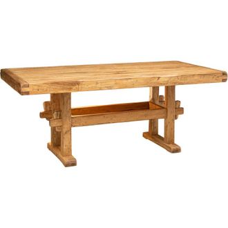 Biscottini International Rustikaler Tisch im Country-Stil aus massivem Lindenholz mit nat&uuml;rlichem Finish