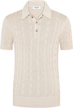 Gran Sasso Softes Strick-Poloshirt mit Zopfstrickmuster in