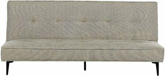 Beliani 3-Sitzer Sofa Hellgrün Stoffbezug Gesteppt mit Schlaffunktion Schwarze Schlanke Metallfüße Ohne Armlehnen Modern Skandi Wohnzimmer Schlafsofa