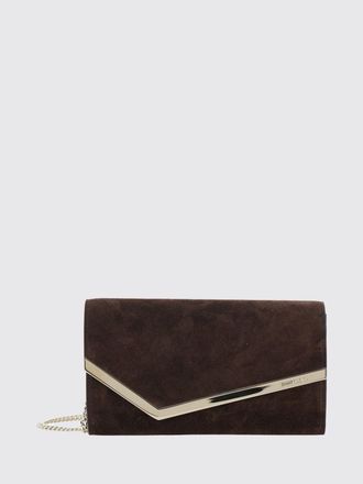 Jimmy Choo London Emmie Clutch aus Veloursleder mit Kettenschulterriemen