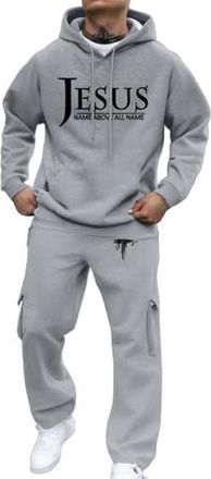 Generic Surv&ecirc;tements pour homme avec imprim&eacute; lettres, sweat &agrave; capuche, jambe droite, poche ample, ensemble d&eacute;contract&eacute; pour le sport quotidien, jogging, hauts