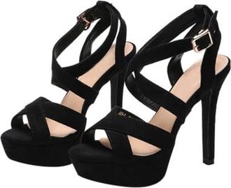 Hemobllo Sandales à Talons Femme Élégantes Peep-Toe Fines Résistantes et Respirantes pour Soirée Mode Noire