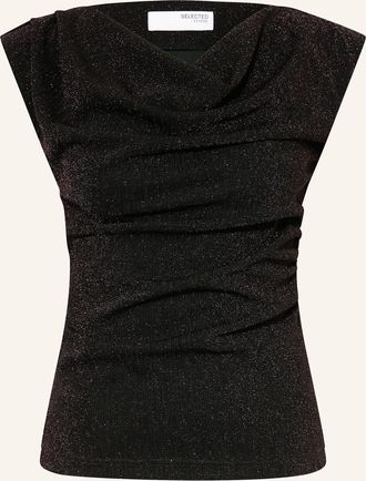 Selected Top Mit Glitzergarn braun