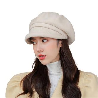 Generic Casquette dhiver pour femme Newsboy - Visi&egrave;re - B&eacute;ret basque - Panneaux souples - Pour femme et fille, Blanc., taille unique