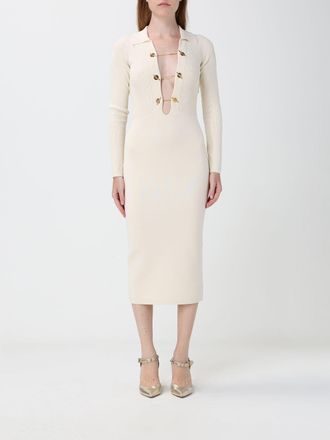 Elisabetta Franchi Robe fourreau midi ajust&eacute;e en maille de jersey avec col en V