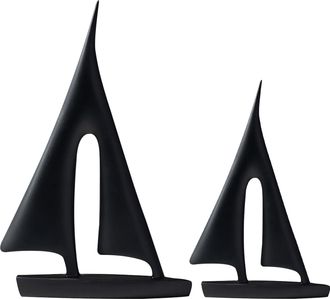 Healifty 2er-Set abstrakte Segelboot-Statuen aus Kunstharz - Modernes Deko-Bootsmodell - Nautische Segelboot-Kunstskulpturen f&uuml;r Strand-Thema, Regale, Eingangs