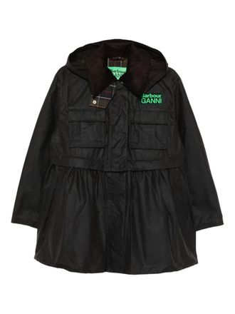 Barbour x Ganni gewachster Mantel mit Sch&ouml;&szlig;chen - Braun