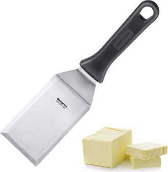 Westmark Profi-Fettabstecher/Bratenspatel/Schaber, Gewinkelt, Starr, Angeschliffene Kanten, Klingenmaß: 7 x 11,5cm, Länge: 28cm, Rostfreier Edelstahl/Kunststof