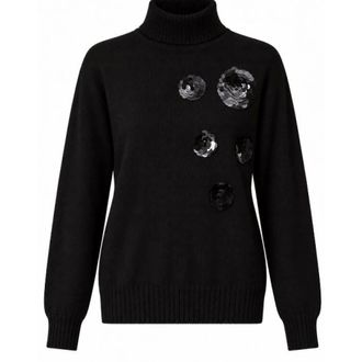 Twinset Pull &agrave; col roul&eacute; orn&eacute; de sequins - Femme - Pulls - Noir - Taille: 40 FR
