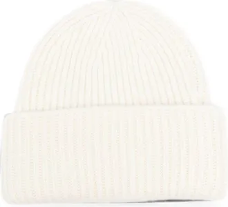 Soft Goat Ribbed Cashmere Beanie - Ivory