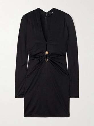 Versace Minikleid Aus Jersey Mit Verzierung - Schwarz