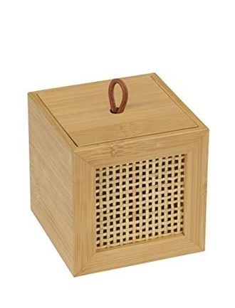 WENKO Badbox Allegre S, dekorative Box mit Deckel im trendigen Boho-Style aus hochwertigem Bambus und Rattan-Geflecht, zur Aufbewahrung von Badutensilien od