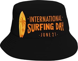 Generic Casual Chapeau de Pêcheur Logo de la Journée Internationale du Surf Chapeaux de Visière Funky Bonnet de Soleil pour Voyage Outdoor Camping