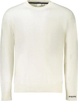 Pepe Jeans London Homme, Pulls, Blanc, Taille: XL Pull en Coton Blanc avec Broderie