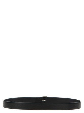 Saint Laurent Leather with YSL Logo Buckle Belt - Black