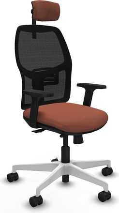 Piqueras y Crespo Alfera gepolsterter B&uuml;rostuhl mit 2D-Armlehnen, h&ouml;henverstellbare Lendenwirbelst&uuml;tze und h&ouml;henverstellbares Kopfteil, Schwarz / Braun