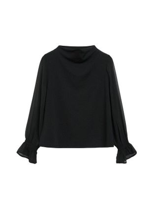 s.Oliver Langarmbluse T-Shirt Chiffonbluse mit Wasserfall-Ausschnitt