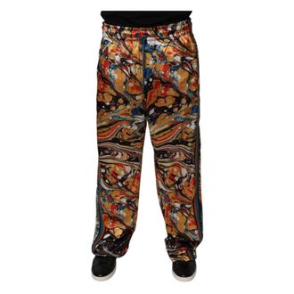 Dolce & Gabbana Multicolor Marmor Satin-Trainingshose - - Trousers - Herren - Mehrfarbig - L