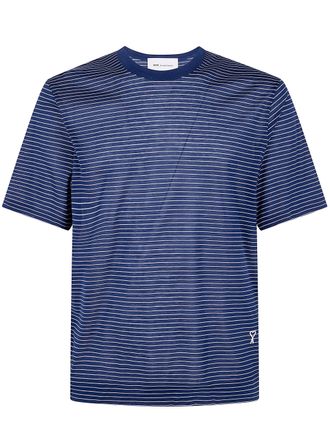 Ami Classic Fit Short Sleeves Striped Teeshirt Wit