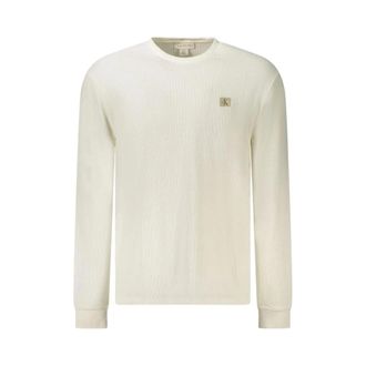 Calvin Klein Homme, Pulls, Blanc, Taille: XL Pull en Tricot de Coton Blanc