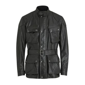 Belstaff Homme, Vestes, Noir, Taille: L Veste en Cuir Premium Trialmaster Panther