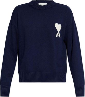 Ami Homme, Pulls, Bleu, Taille: XL De Coeur Crewneck Sweater