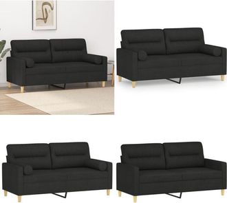 vidaXL Vidaxl - Canapé 2 places avec oreillers décoratifs noir 140 cm tissu - Canapé Deux Places - Canapé Moderne - Canapé Noir - Meubles De Salon - Meubles