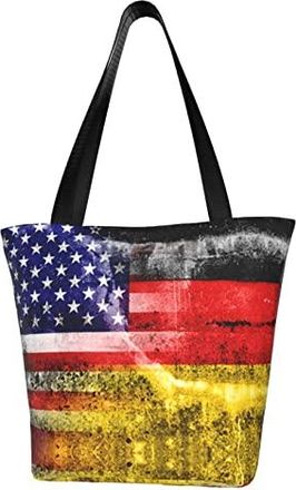 AOOEDM Vintagean drapeau am&eacute;ricain sac fourre-tout femmes capacit&eacute; &eacute;paule &eacute;picerie sacs