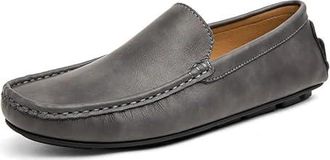 Generic Mocassins for Hommes Chaussures Bout carr&eacute; en Cuir PU Style de Conduite Mocassins Confortable Talon Plat l&eacute;ger en Plein air Mode sans Lacet(Gray,43 EU