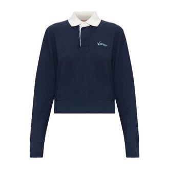 Kenzo Femme, Tops, Bleu, Taille: 36 FR Polo Longue Manches Varsity Brod&eacute;