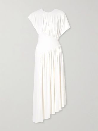 Paco Rabanne Asymmetrisches Midikleid Aus Stretch-cr&ecirc;pe Mit Raffungen - Elfenbein